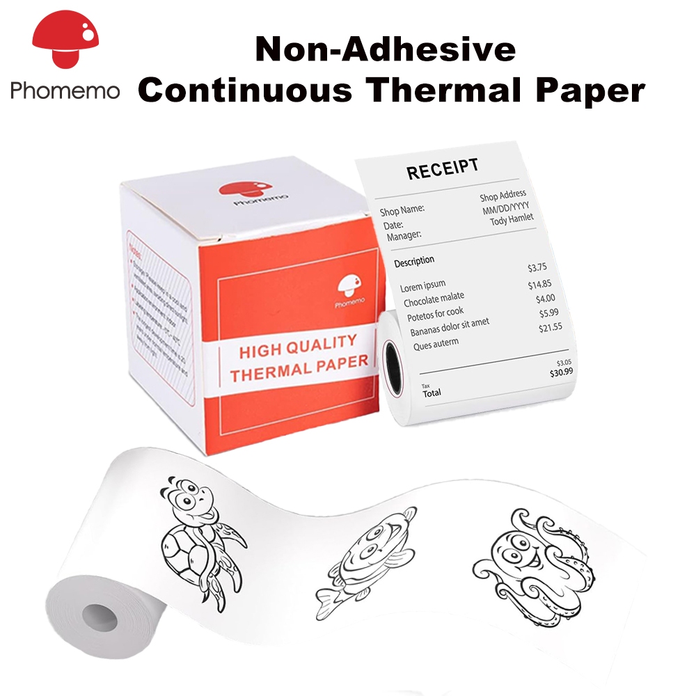 Non-adhesive continuous thermal paper for Phomemo M110/M120/M200/M220 ...
