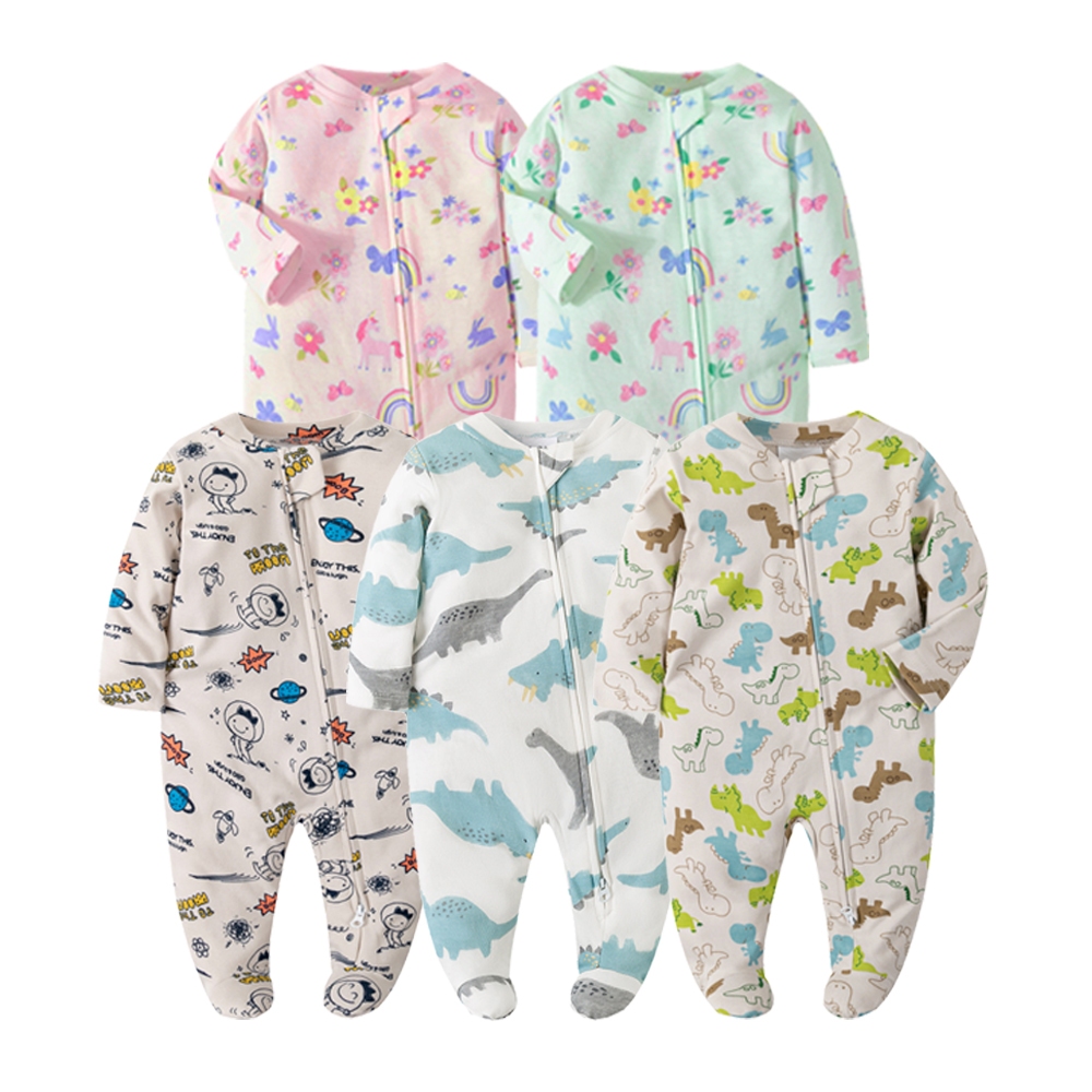 Baby Footed Pajamas - Unisex Boys And Girls Newborn Infant Long Sleeved ...