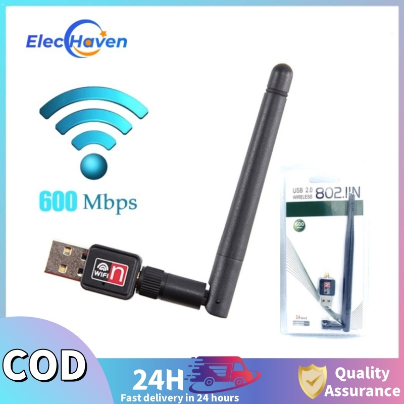 Mini Wireless 600 Mbps USB WiFi Router Adapter PC Network LAN Card Dongle with Antenna | Shopee ...