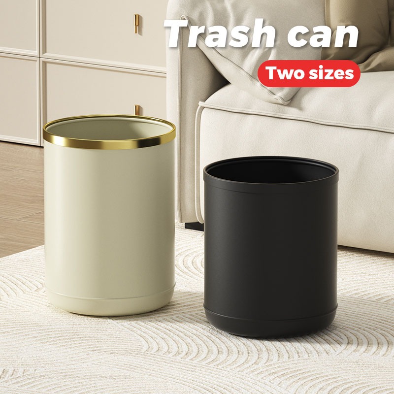 10l/12l Metal Trash Can, Bathroom Coverless Trash Can, Stainless Steel ...