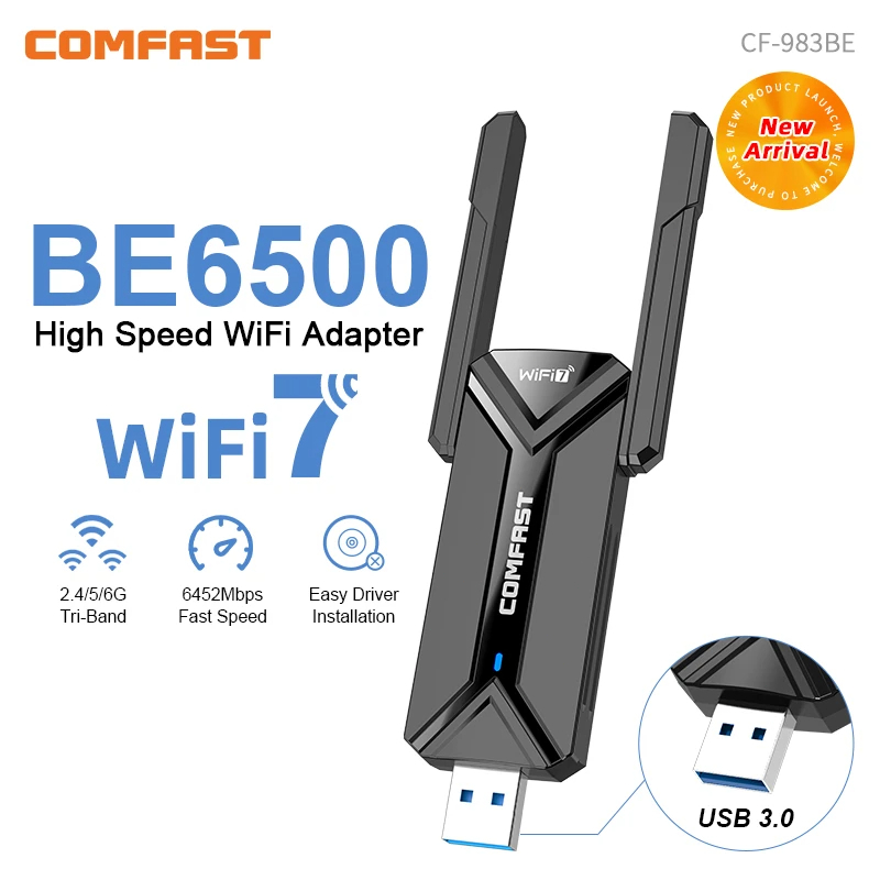 COMFAST World Premiere USB Wifi 7 Dongle 6500M 6G&5G&2.4G WiFi Adapter ...