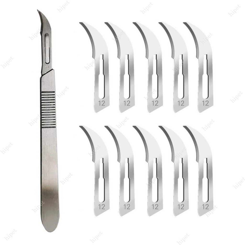10 Pcs 12# Sterile scalpel blades with 3# Handle for Animal surgical ...