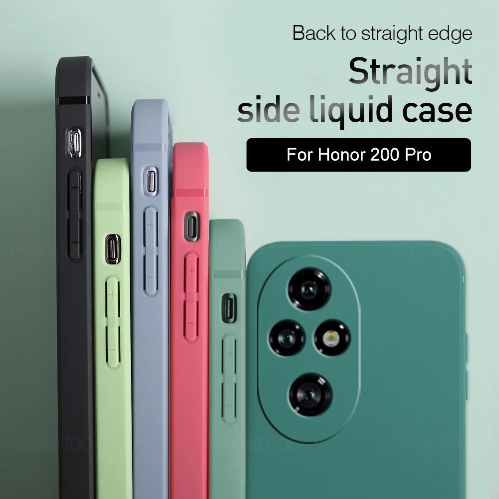 For Honor 200 Pro 2024 Case Straight Side Liquid Soft Silicone Case ...