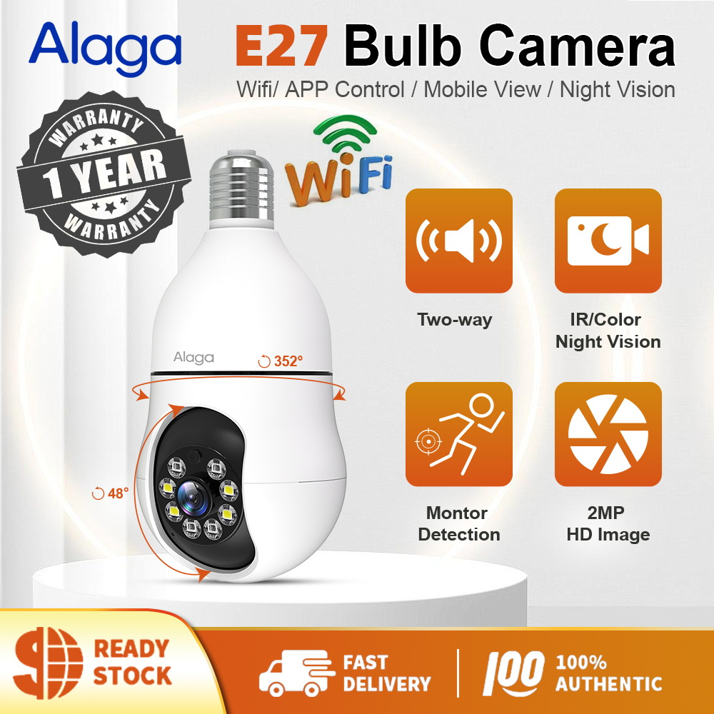 Alaga CCTV IP Bulb Camera 2MP Home Wifi Smart Wireless Indoor cam Auto ...
