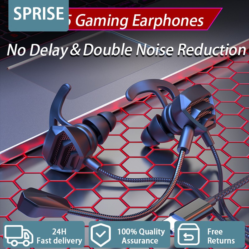 SPRISE G35 Gaming Earphone Wired Bass HD Call Earfon With Pluggable Mic ...