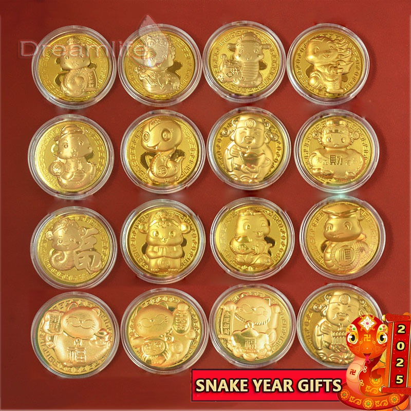 Lucky Charm 2025 Year of the Snake Golden Money Foil Lucky Coin For ...
