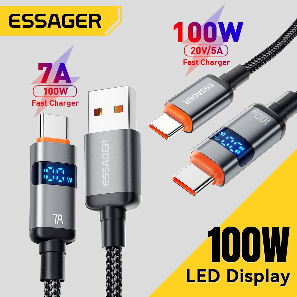 ESSAGER 7A 100W A-C/ 5A 100W C-C digital display Fast charging data ...