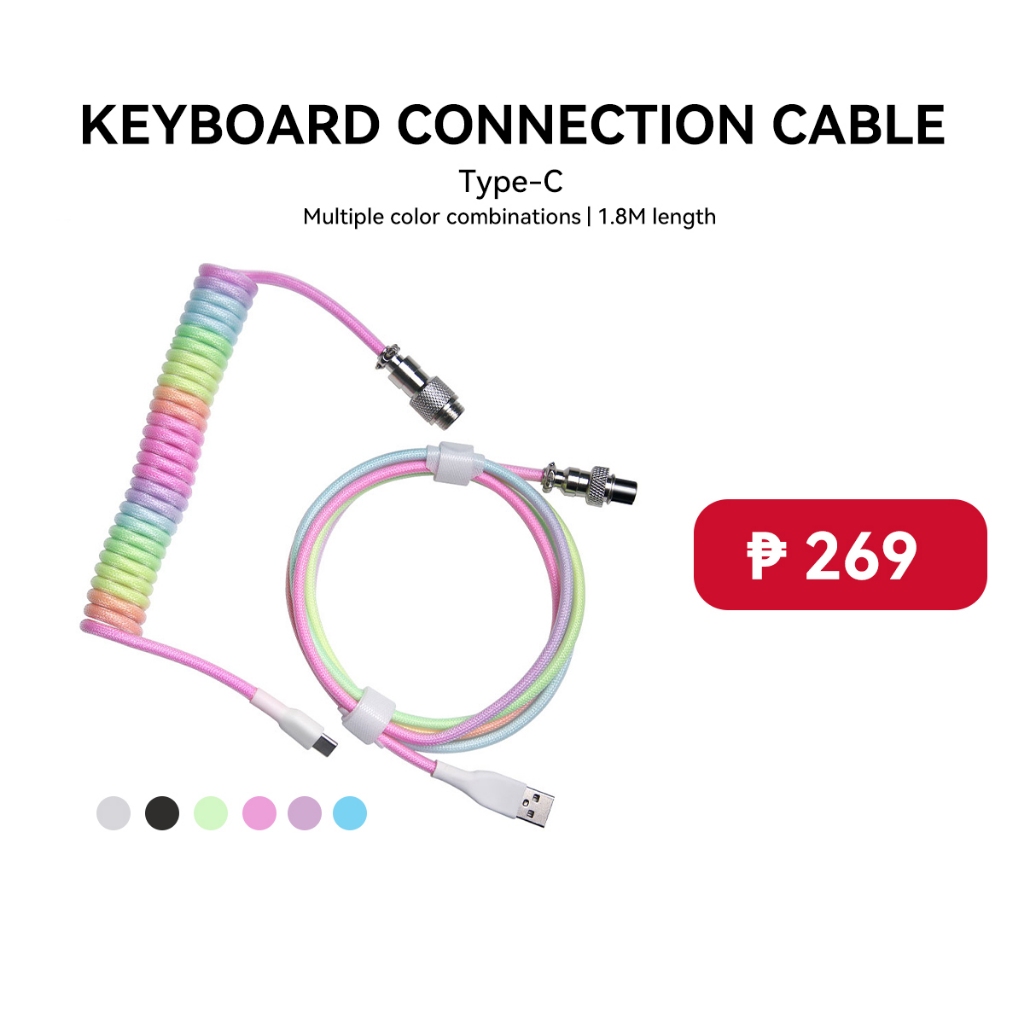 Custom Make Single Sleeved Pet Mechanical Keyboard Coiled Usb To Type C ...