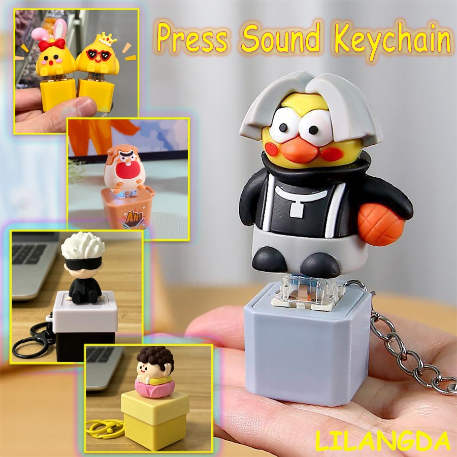 Funny Fidget Press Sound Led Keychain Funny Gojo Sato/Hair Chicken Play ...