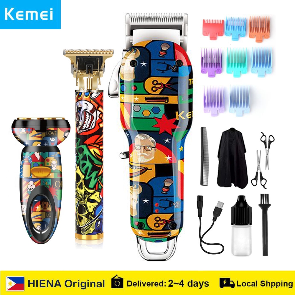 Kemei Professional Hair Clipper Fashion Graffiti Automatic Grinding Not ...