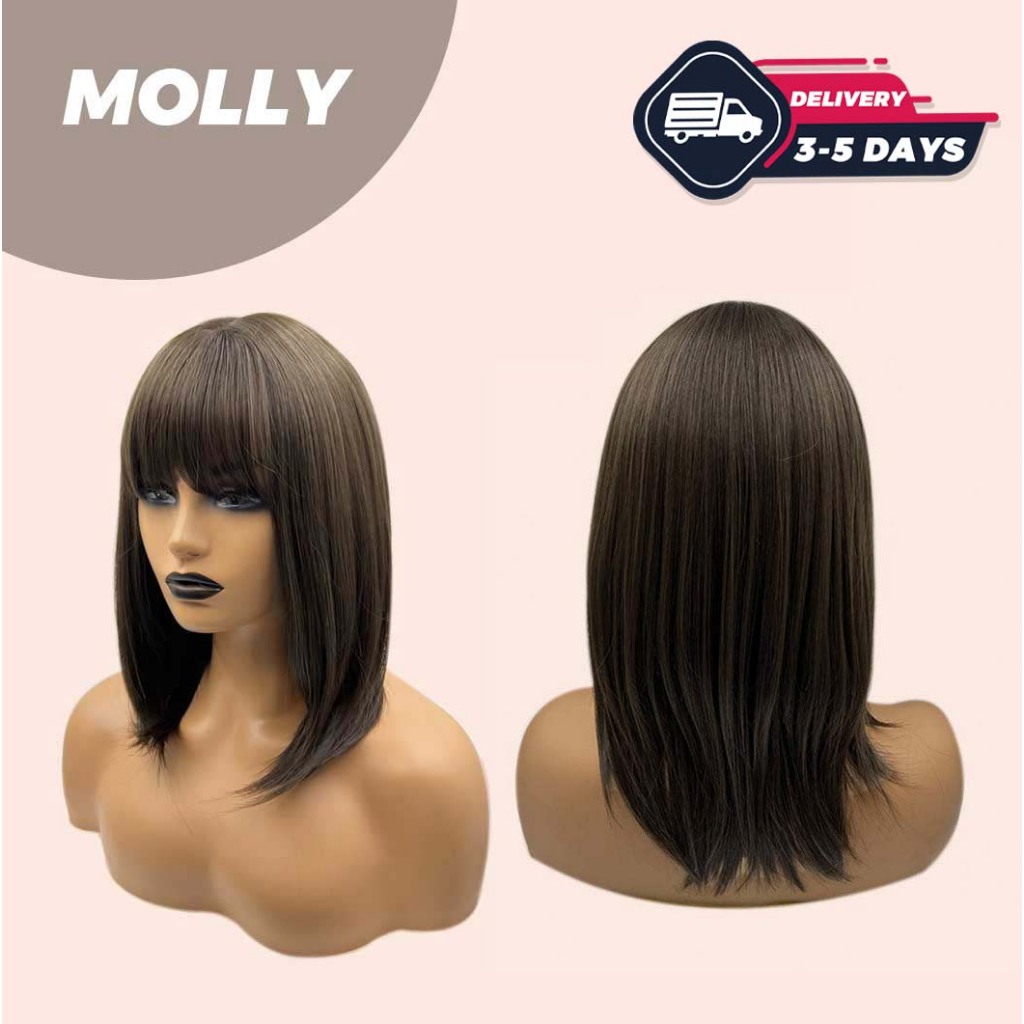 JBSELECT4YOU 40cm Wig Female Hair Dark Brown Fashion Wig With Bangs ...