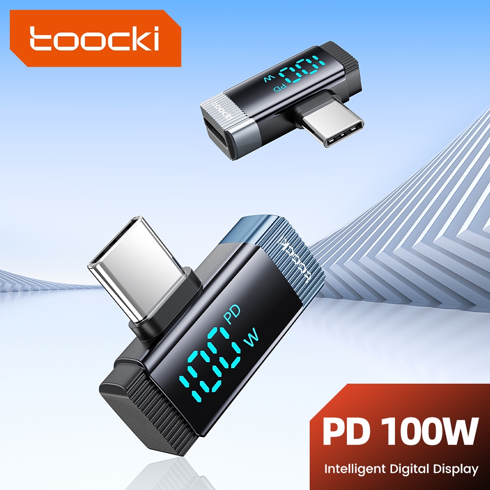 Toocki 100W Type C OTG Smart Digital Display Adapter Type C To Type C PD Converter 90 Degree ...