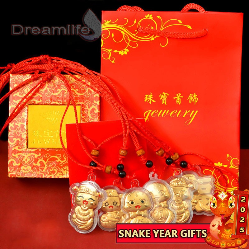 2025 Lucky Year of Snake & God of Wealth Pendant Necklace Cartoon Snake ...