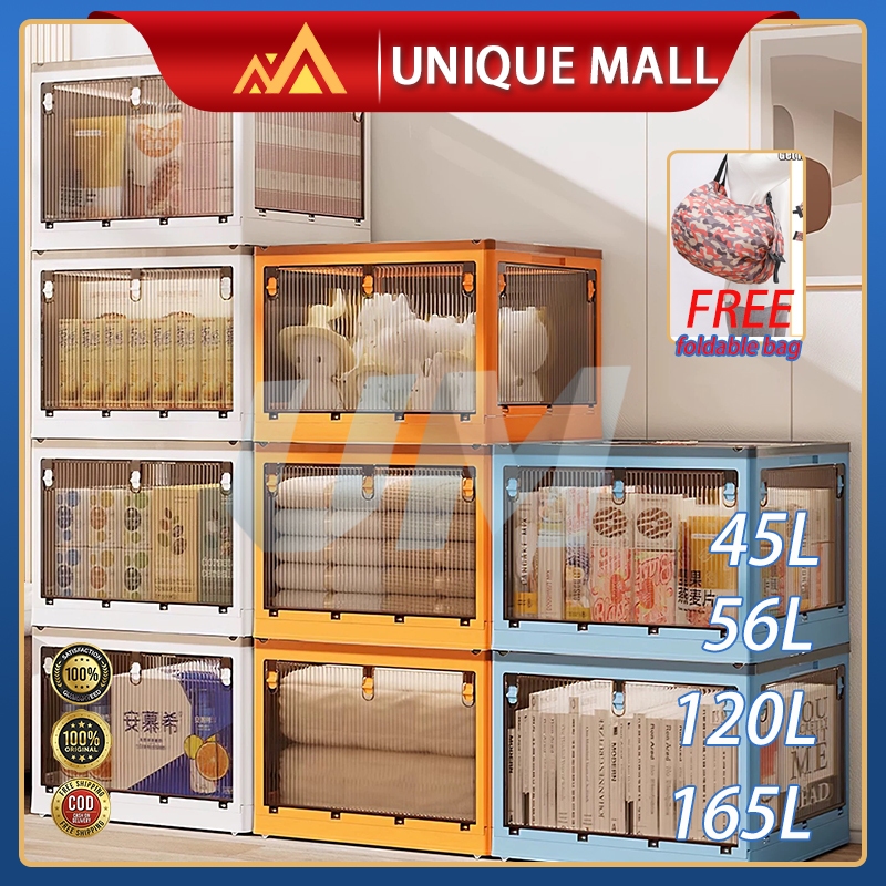 165L Foldable Storage Box 5Door Open Clothes Wardrobe Storage Books ...