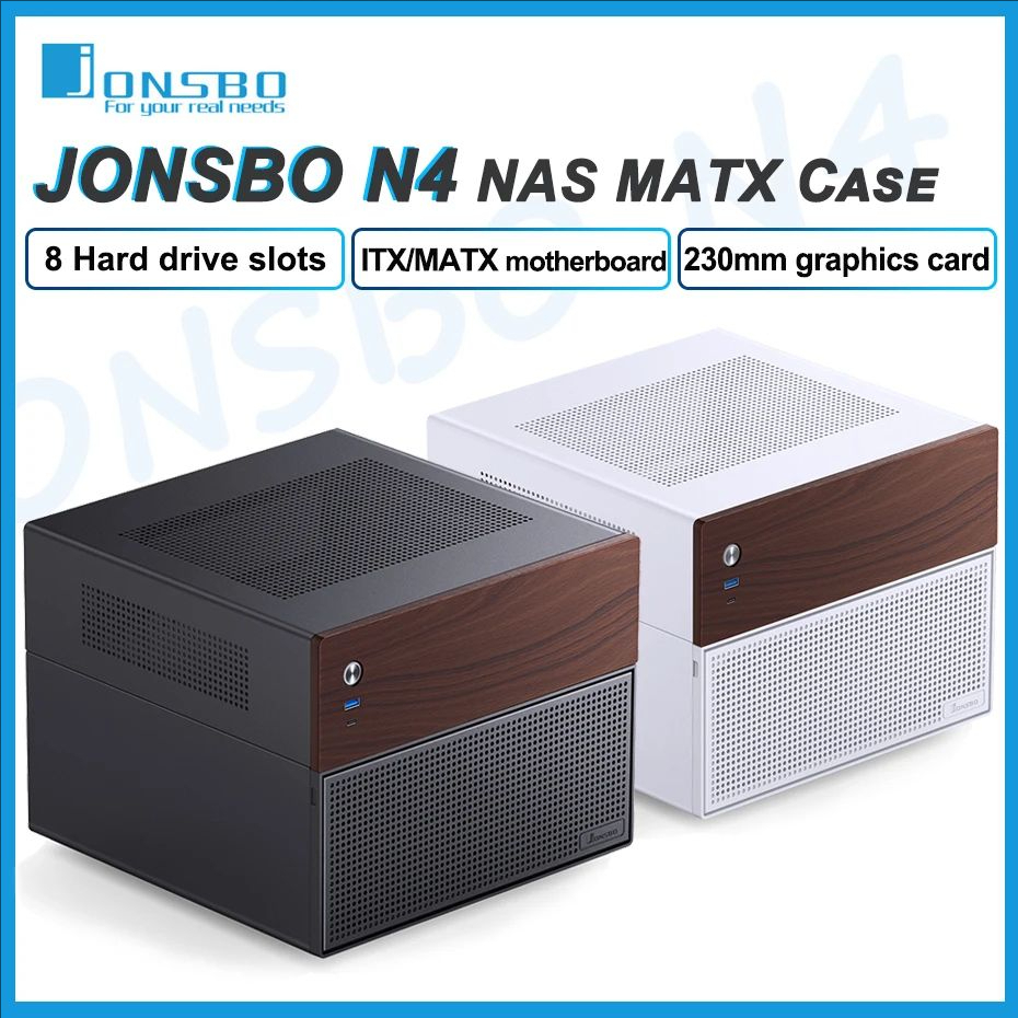 JONSBO N4 Black NAS Chassis M-ATX Motherboard SFX Power Slot 6 Large 2 ...