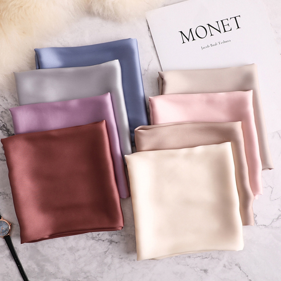 Fashion Korea Women Plain Neck Square Silk Scarf for Ladies Bag ...