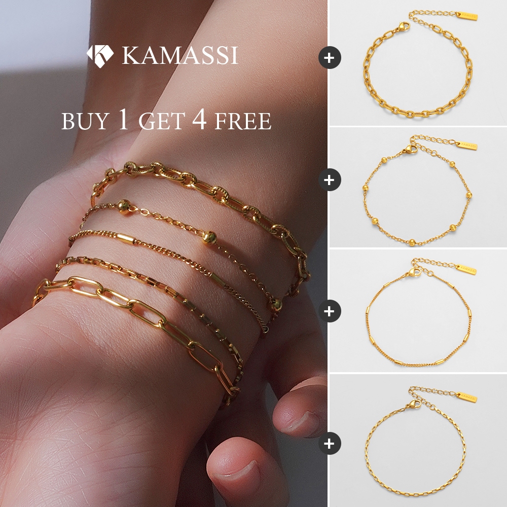 KAMASSI Buy 1 Get 4 Free Stainless Steel Fashion Design for Women Five ...