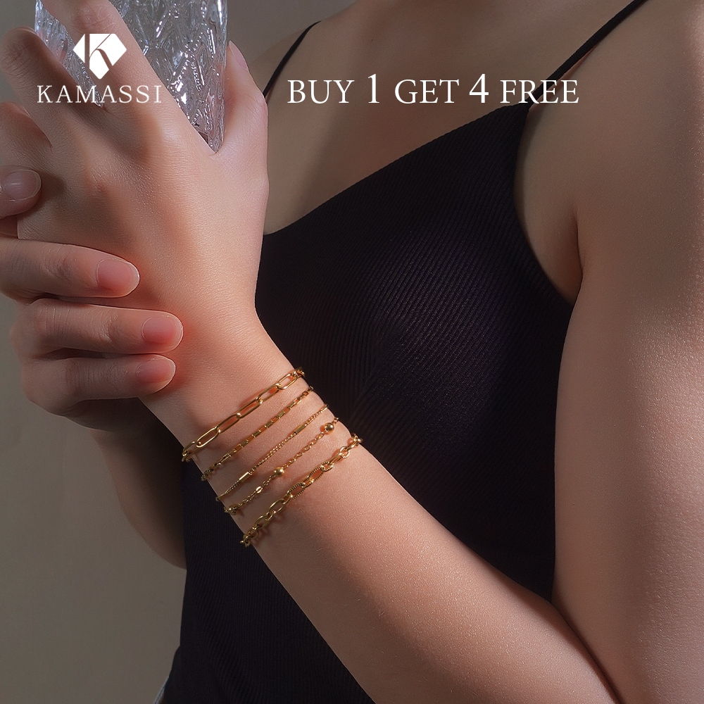 KAMASSI Buy 1 Get 4 Free Stainless Steel Fashion Design for Women Five ...