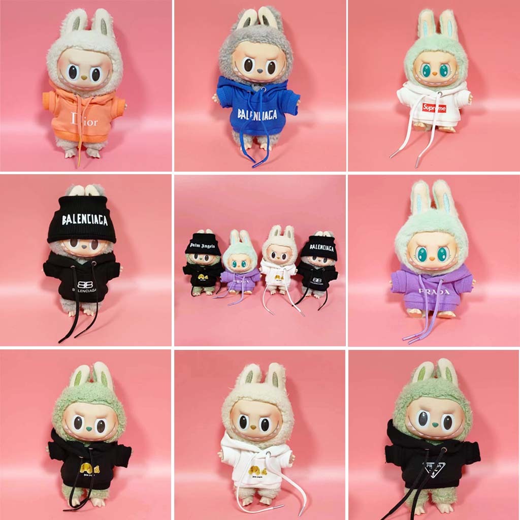 15cm 17cm Labubu V1 V2 macaron have a seat clothes Hoodies hat bag ...