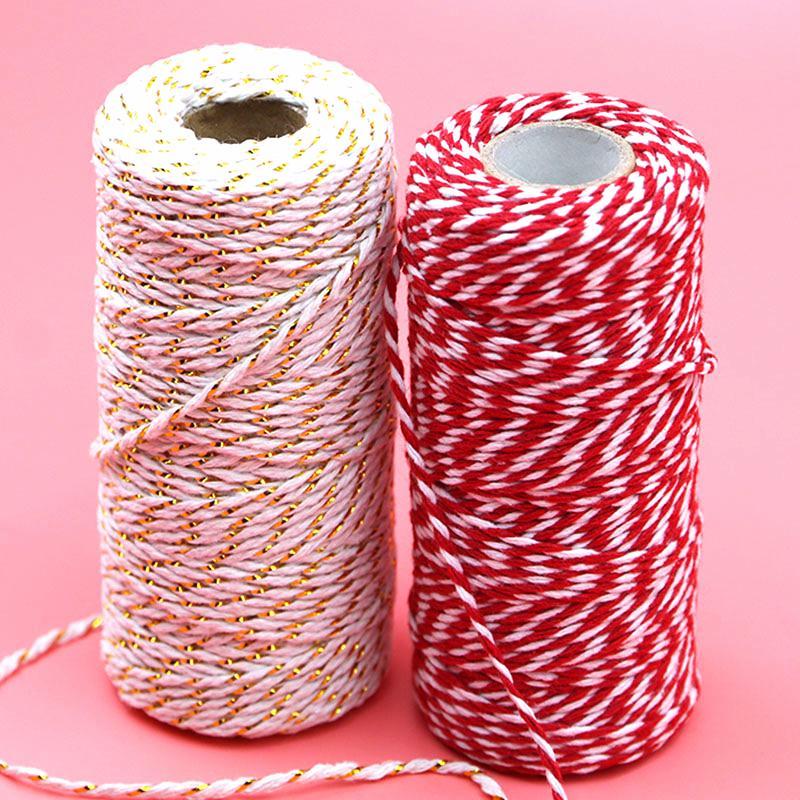 100m/roll 2mm Wide Colorful Cotton Thread Rope Braided Rope Binding ...