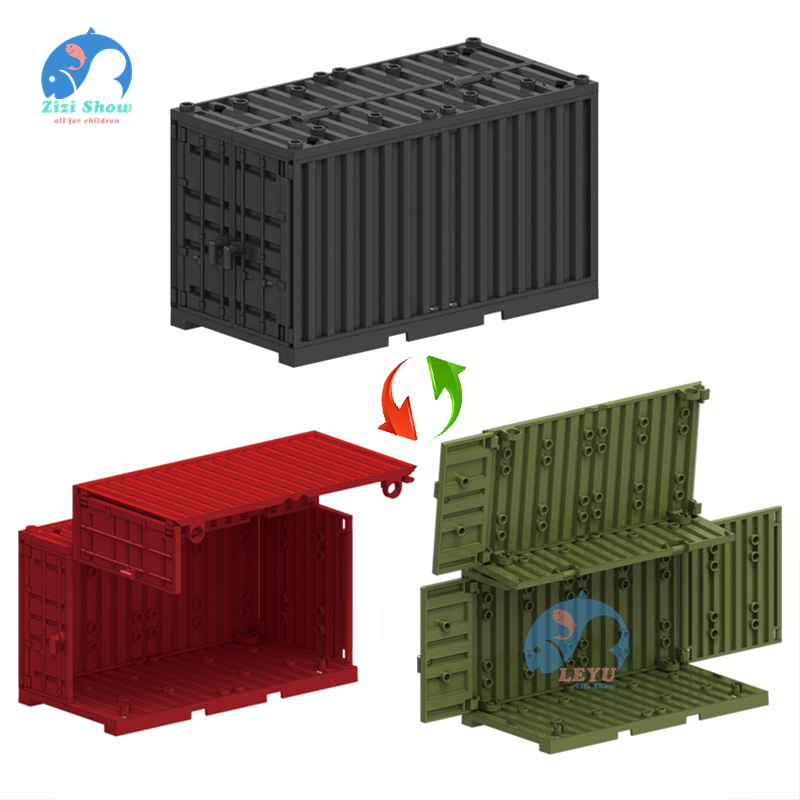 3-in-1 Building Blocks Container Storage Box MOC Military Base Building ...