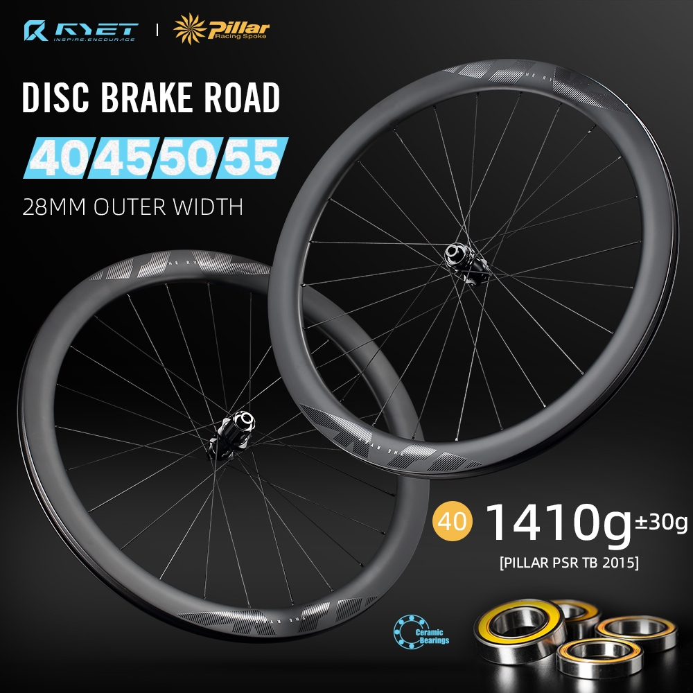 2025 RYET Disc Brake Road Carbon Wheels Ceramic Road Wheelset Tubless CLincher Disc Wheelsets ...