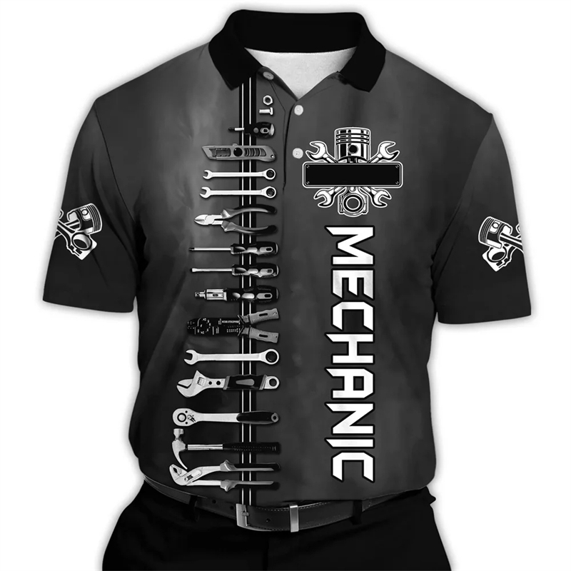 Fashion Profession Mechanic Uniform Graphic Polo Shirts For Men Clothes ...