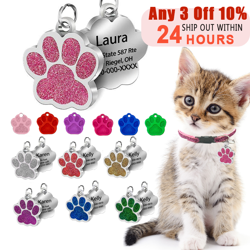【Any 3 off 10%】Personalized Cat Tags Dog Tags Customized Pet Name ID ...