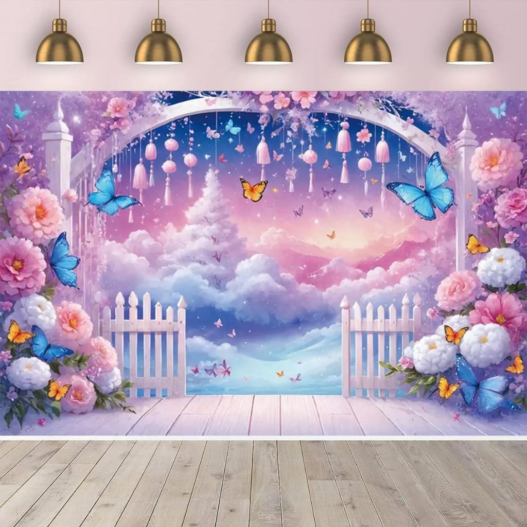 Wonderland Butterfly Flowers Birthday Photography Backdrop Princess ...