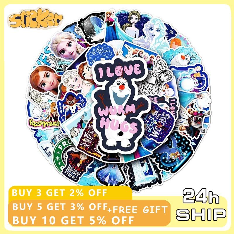 50PCS Disney Frozen Anna Elsa Movie Stickers Laptop Motorcycle Cute ...