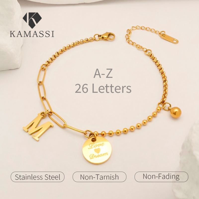KAMASSI Stainless Steel Love and Dream Tag Bracelet Hypoallergenic Non ...
