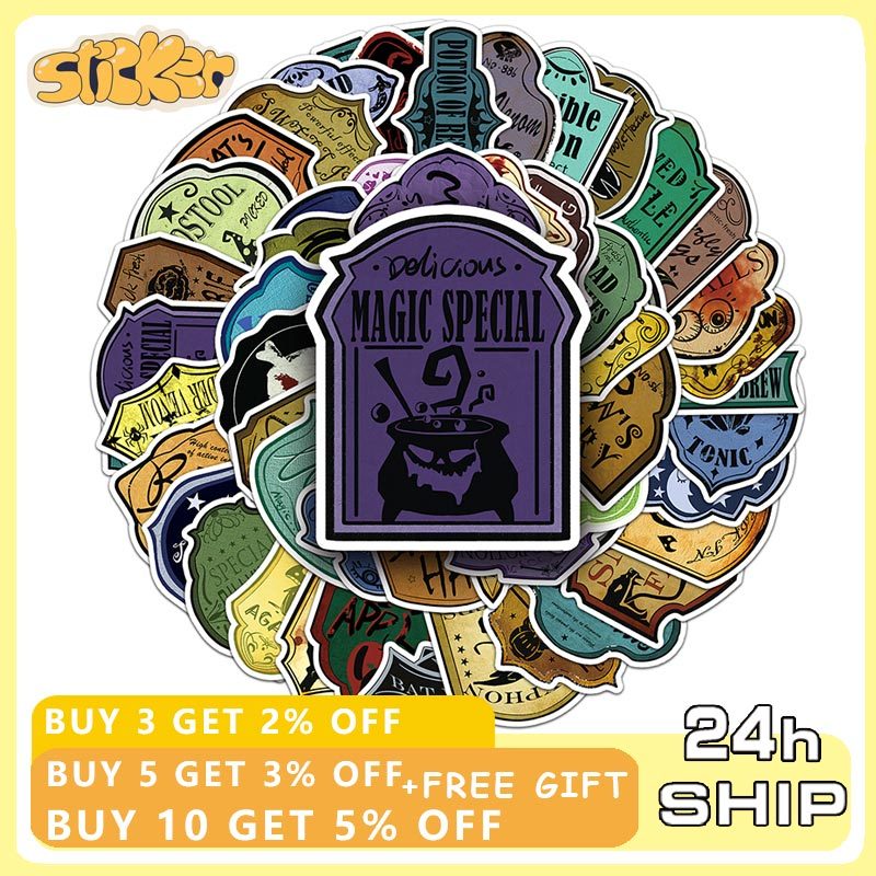 51pcs Magic Potion Bottle Label Sticker DIY Laptop Water Bottle Luggage ...