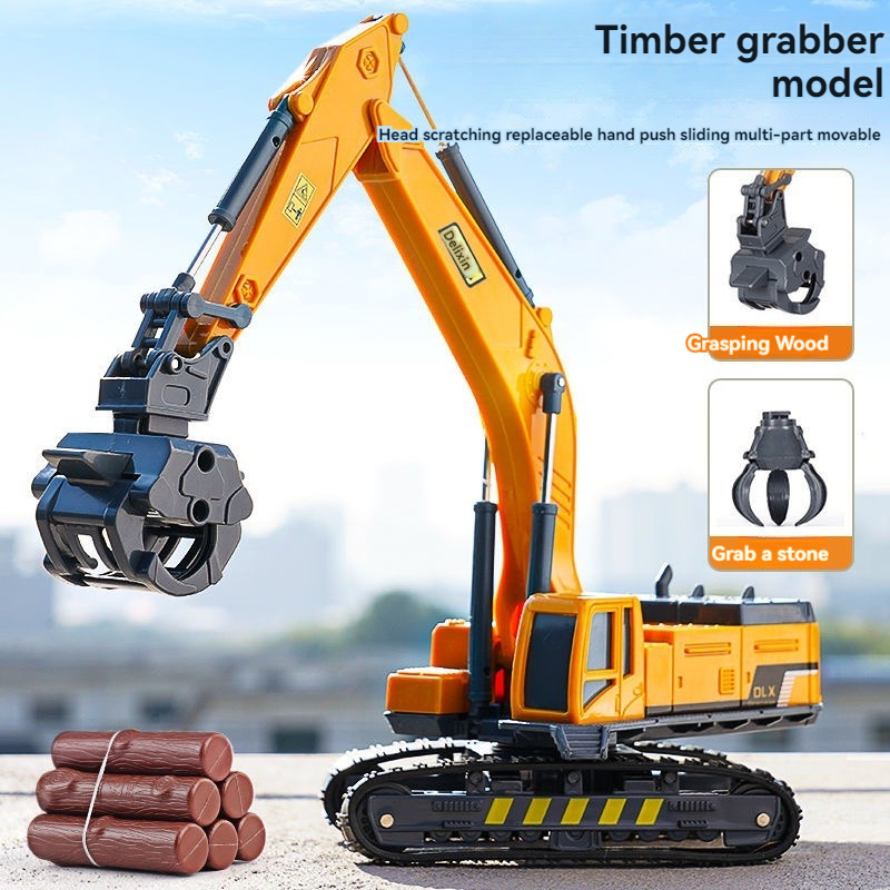 [Ready Stock] excavator toy big ride crane truck toys Wood Grabber Toy ...