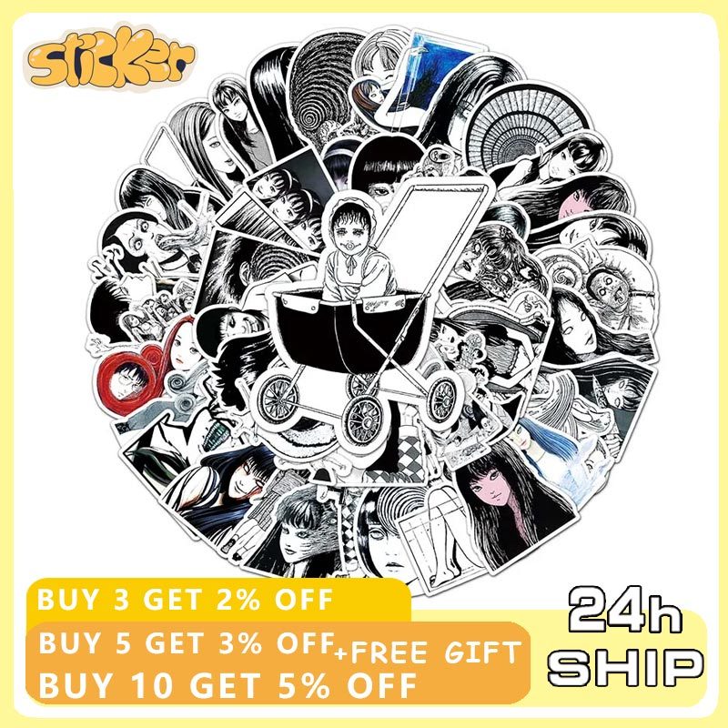 50pcs Kawakami Tomie Cartoon Stickers Horror Anime Girl Graffiti Decals ...