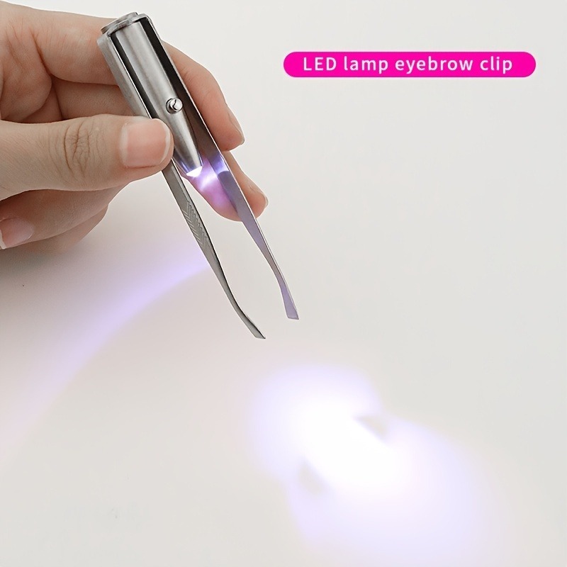 Professional LED Tweezer Set - Accurate Eyebrow Hair Removal Tool with ...