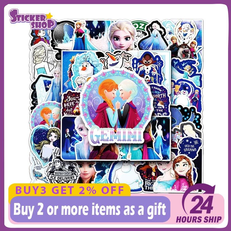50PCS Disney Frozen Elsa and Anna Princess Sticker Waterproof Cartoon ...