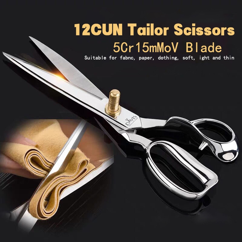 【30CM】Silver Tailor Scissors 12 inch Stainless Steel Tailor Scissors ...
