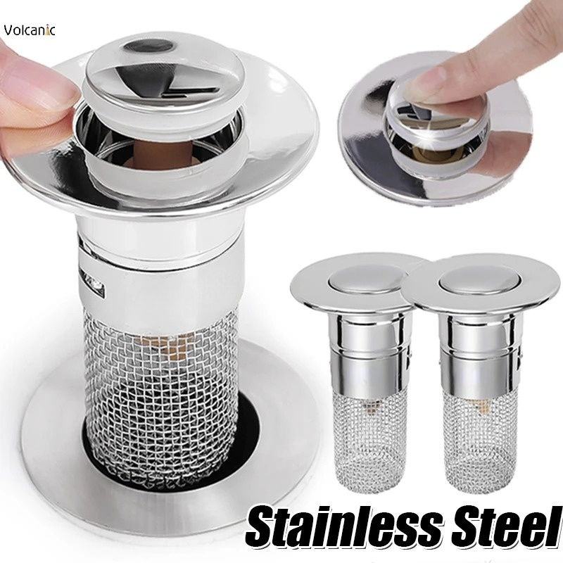 Bathroom Kitchen Sink Plug Stopper Drain Strainer Stainless Steel Pop ...