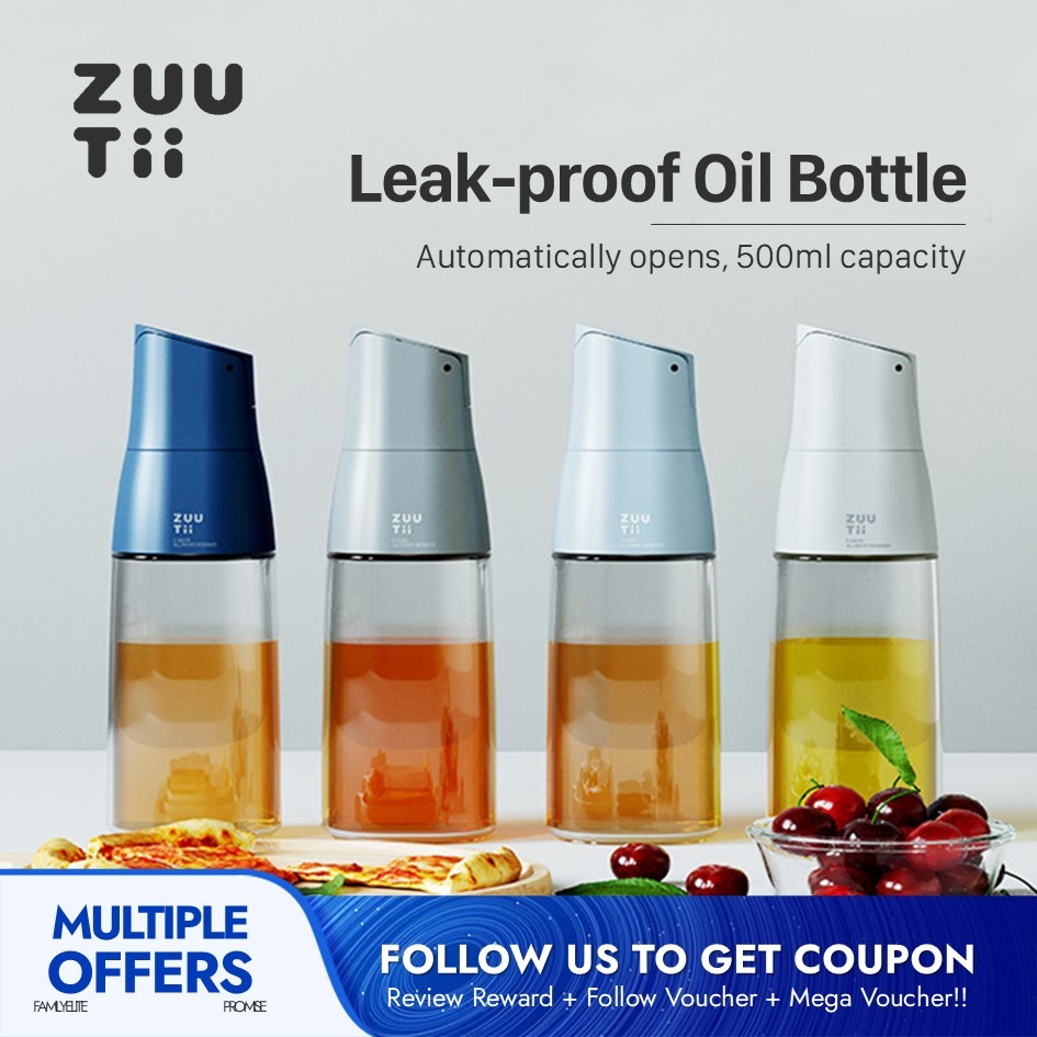 Zuutii Drip-Free Oil Bottle Gravity Switch Cover Automatic Anti-drip Kitchen Glass Sauce Bottle ...