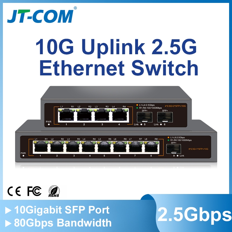 JT-COM 6-Port / 9-Port 2.5Gb Ethernet Switch 2 10G SFP+ Port And 4-Port ...