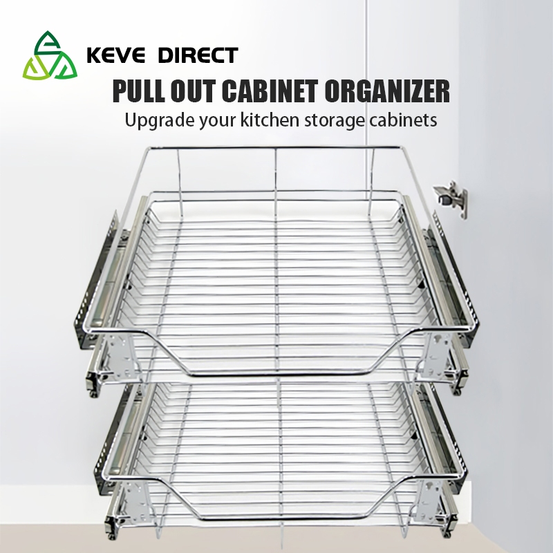 KEVE 2 in 1 Pull Out Kitchen Cabinet Pull Out Basket with Frame ...