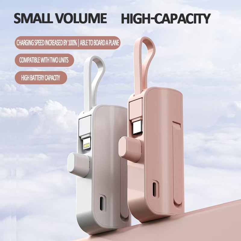 2in1 5000mah/3000 Mini Fast Charging Portable Power Bank w/ Built-in ...