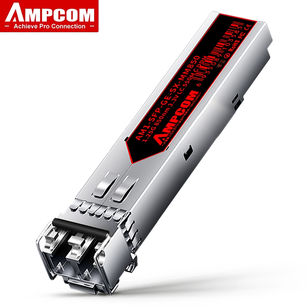 AMPCOM 1.25G LC SFP Multi-mode Duplex Optic Module 1000BASE-SX SFP 850nm 550m DOM LC MMF ...