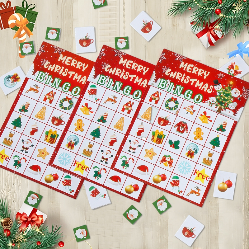Merry Christmas Bingo Game for Kids Christmas Game with Reward Sticker ...