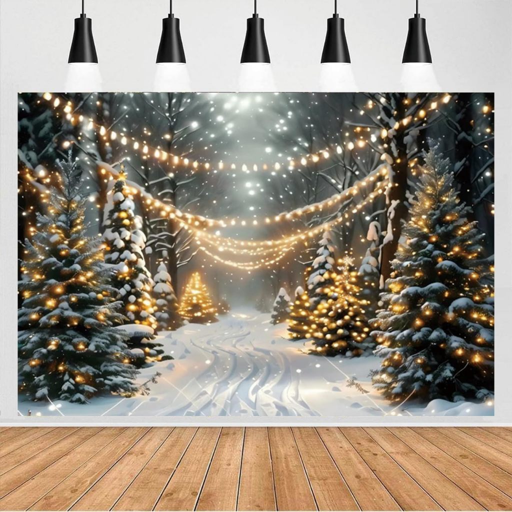 Xmas Outdoor Pine Tree Snow Decoration Background Photography Christmas ...