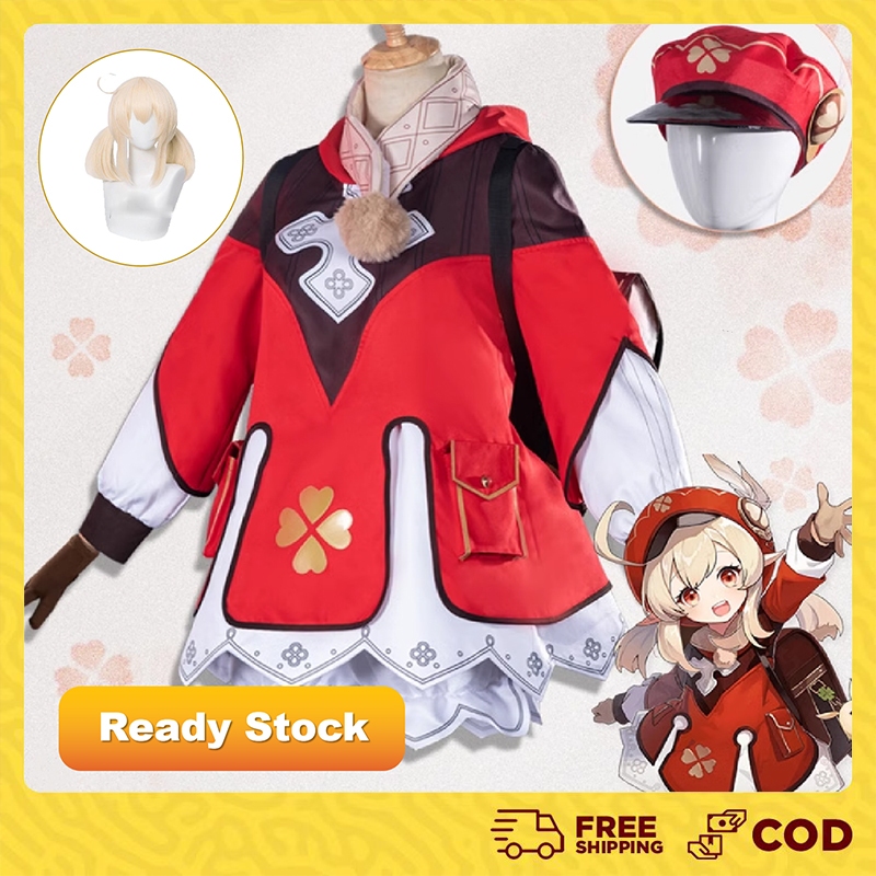Genshin Impact Klee Cosplay Costume Wigs Loli Outfit Uniform Game ...