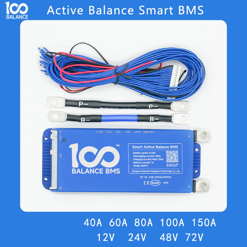 100balance Smart BMS Active Balanced Built-in Bluetooth Charger Discharge Protection 12v 48v 36v ...