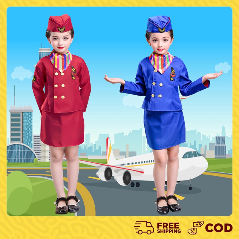 Flight Attendant Costume Career Stewardess for Kid Girls Birthday Gift ...