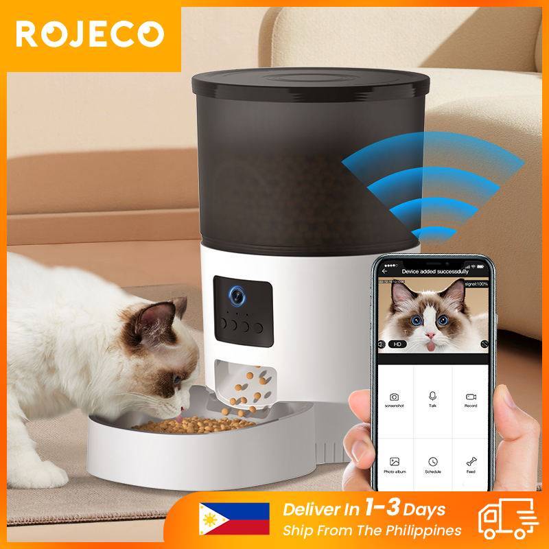 ROJECO 3L Automatic Cat Feeder With 720p/1080P Camera Smart Voice ...
