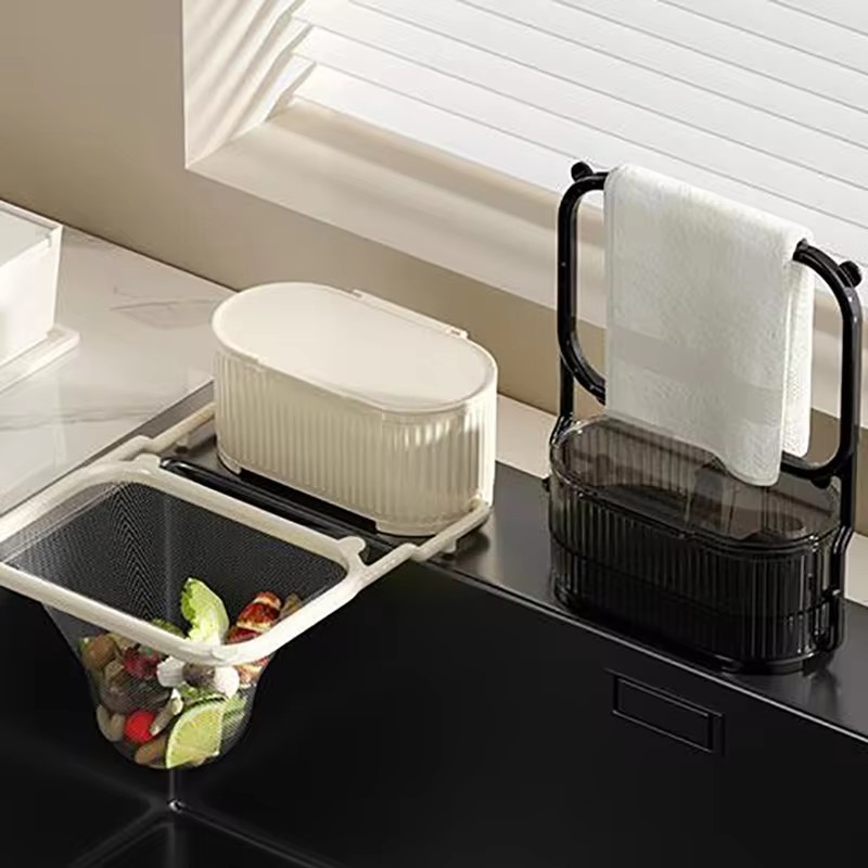 Kitchen Sink Filter Rack Foldable Sink Strainer Mesh Bag Stand Shelf ...